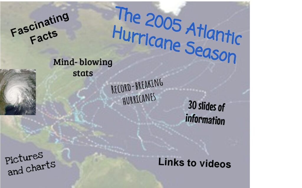 2005 Hurricane Season: Katrina, Rita...30 google slides of facts ...